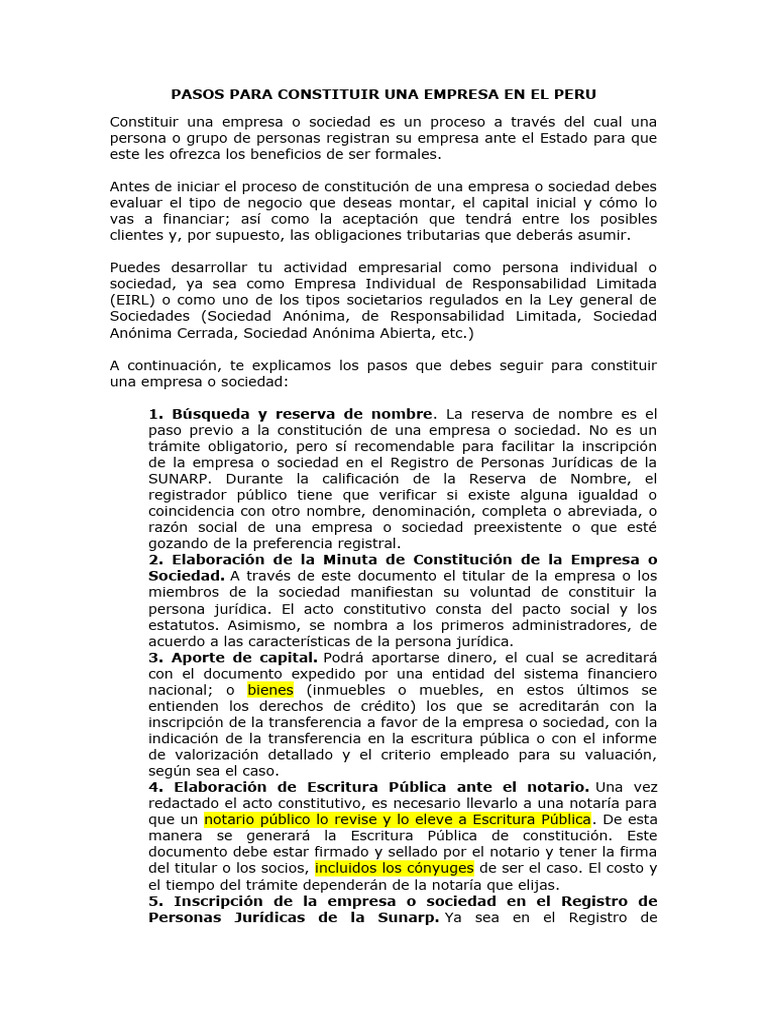 Pasos para Constituir Una Empresa | PDF | Business | Sociedad