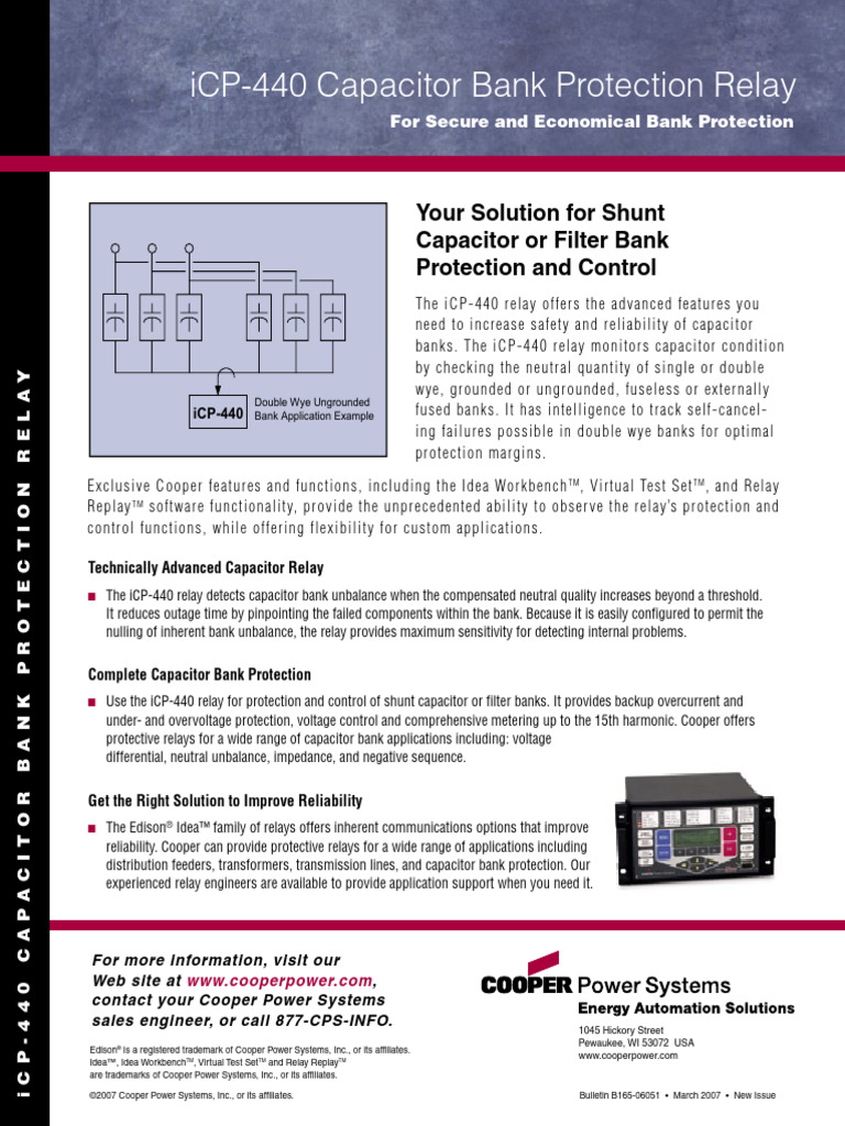iCP-440 Capacitor Bank Protection Relay | PDF | Relay | Capacitor