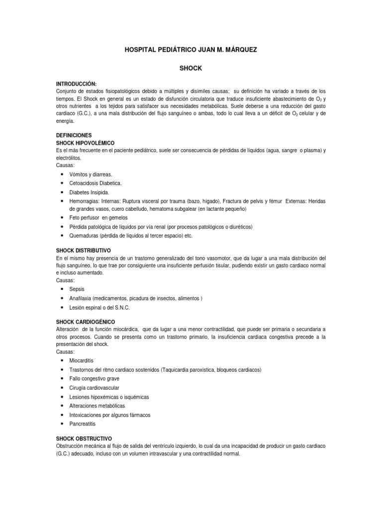 PROTOCOLO Shock | PDF | Choque (circulatorio) | Medicina CLINICA