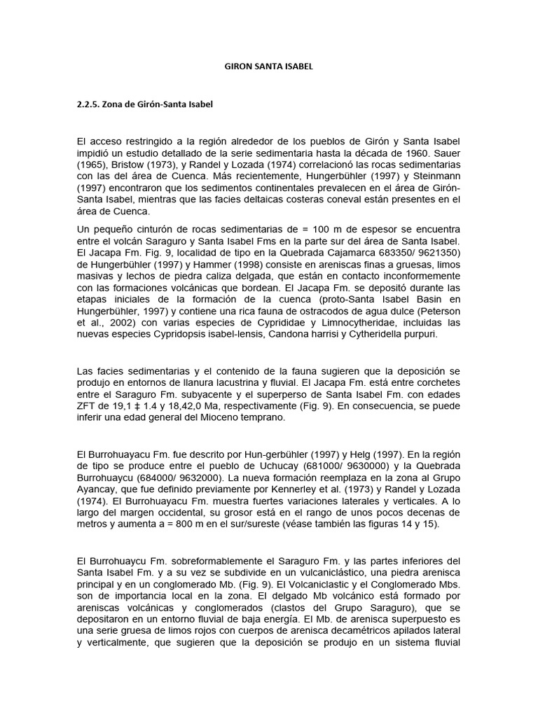 Giron Santa Isabel | Descargar gratis PDF | Roca clástica | Arenisca