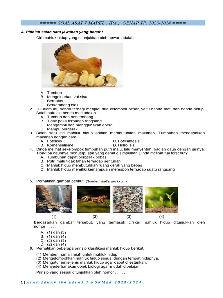 Naskah Soal ASAJ - IPA Kelas VII Remidi | PDF