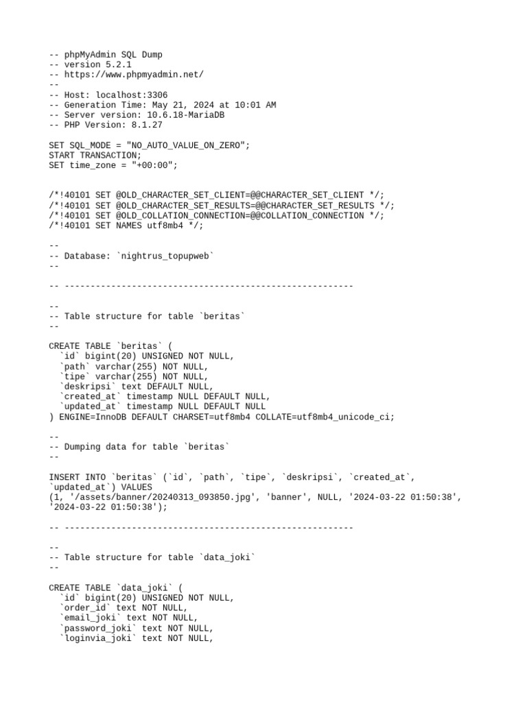 Nightrus Topupweb | PDF | Databases | Data Management Software