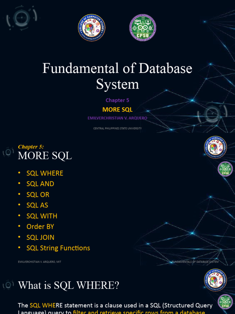 Pcit 02 Chapter 5 Of Fundamental Of Database System Pdf Sql Table Database