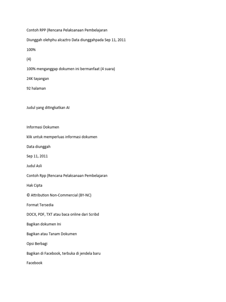 Contoh RPP (Ren-WPS Office | PDF | Karier & Perkembangan | Kajian ...