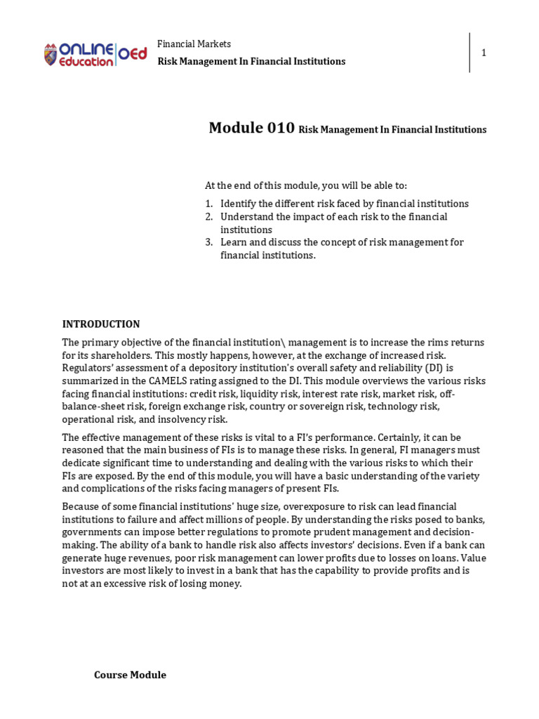 Week 12 - Module 10 - Banking Industry and Nonbanking Financial ...