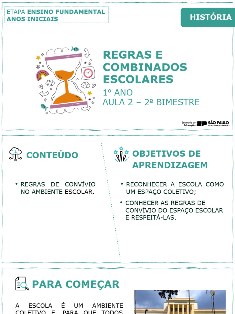 Hist - 1° Ano - 2° Bim - Aula 2 | PDF | Escolas