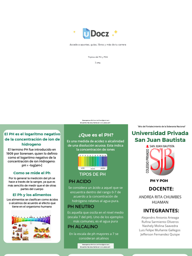 Triptico Del PH y Po 439474 Downloadable 6089992 | PDF | Ph | Ácido