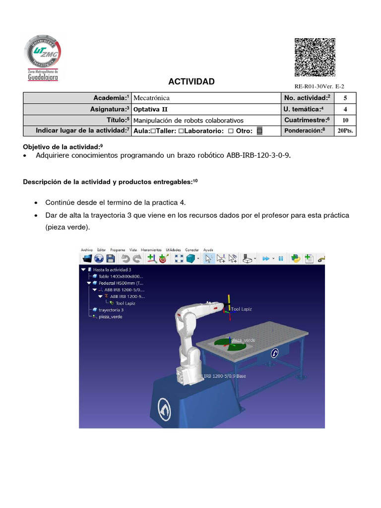 Actividad 5 Programando Contornos Con roboDK | PDF | Evaluación