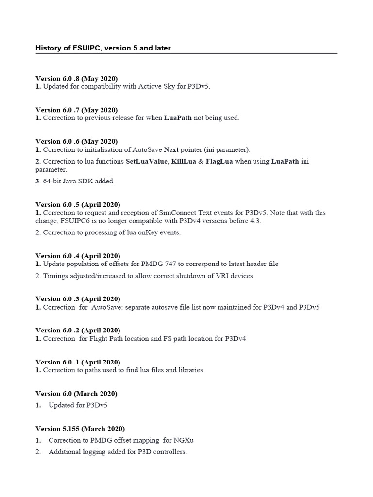 FSUIPC History | Download Free PDF | Computer File | 64 Bit Computing