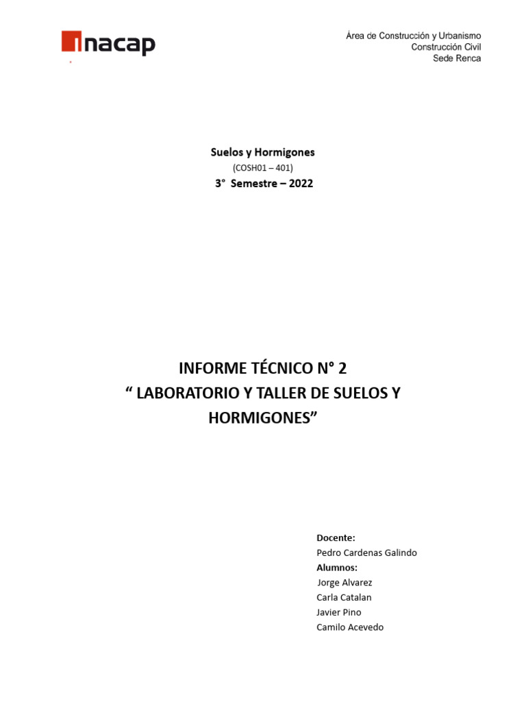 Informe Suelos y Hormigon | PDF | Hormigón | Plasticidad (Física)