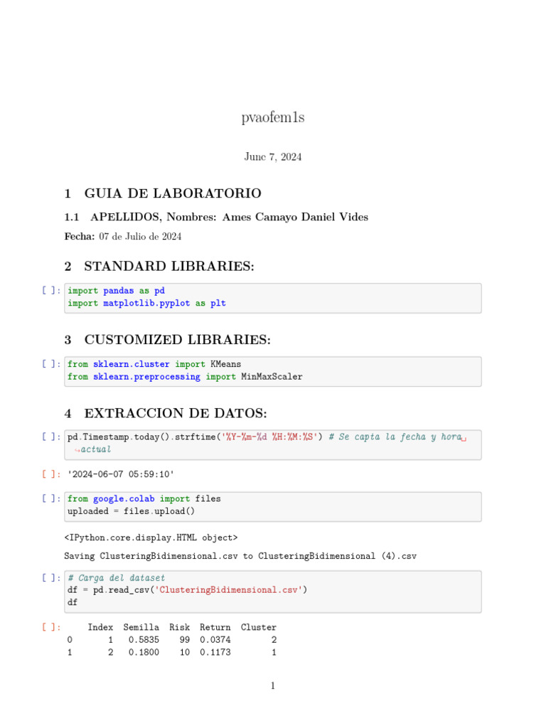 KMeans Clustering Bidimensional Daniel Ames Camayo | PDF | Statistical ...