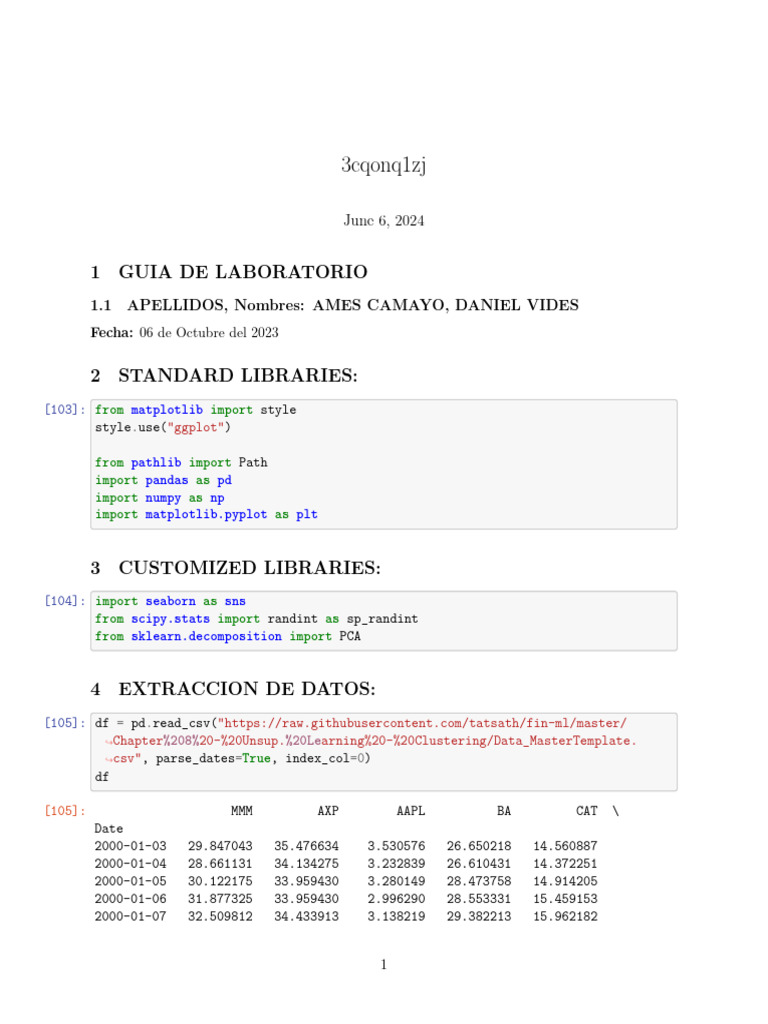Lab Stocks Clustering Jerarquico Daniel Ames Camayo | PDF | Cluster ...