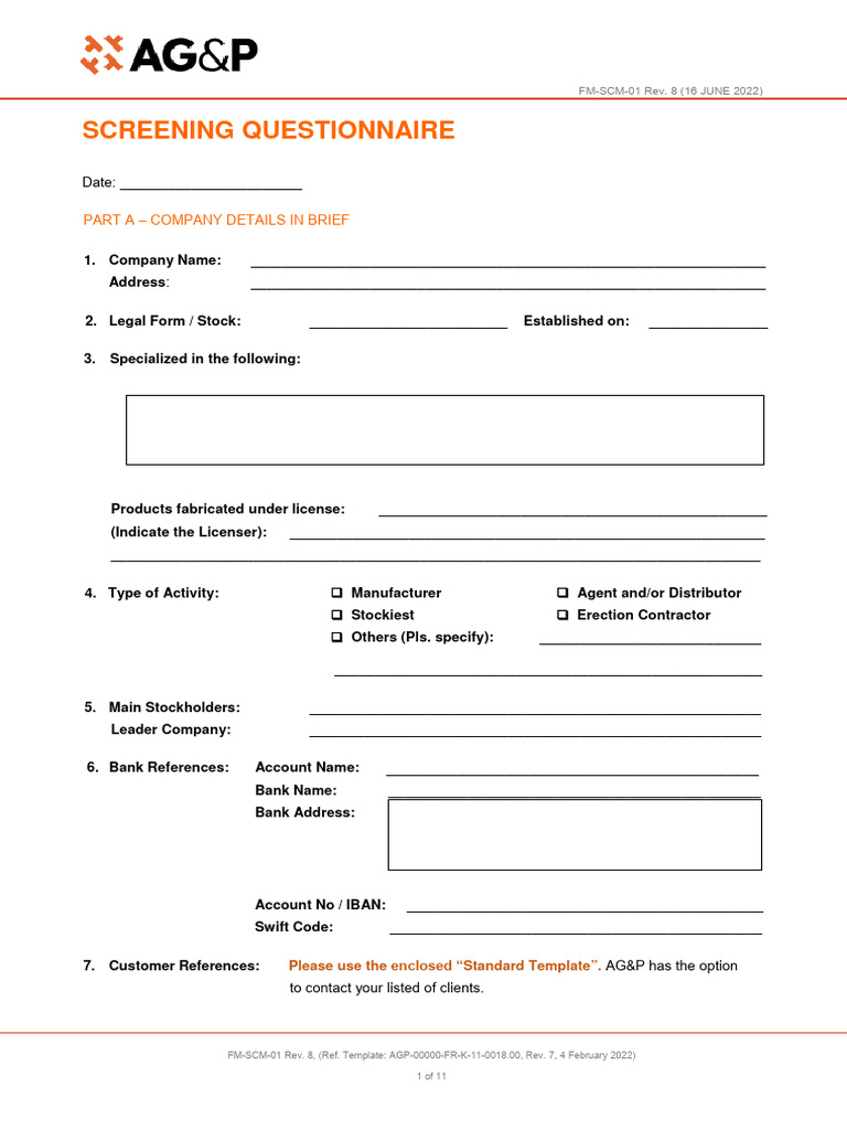 Screening Questionnaire Rev. 08 | Download Free PDF | Calibration ...