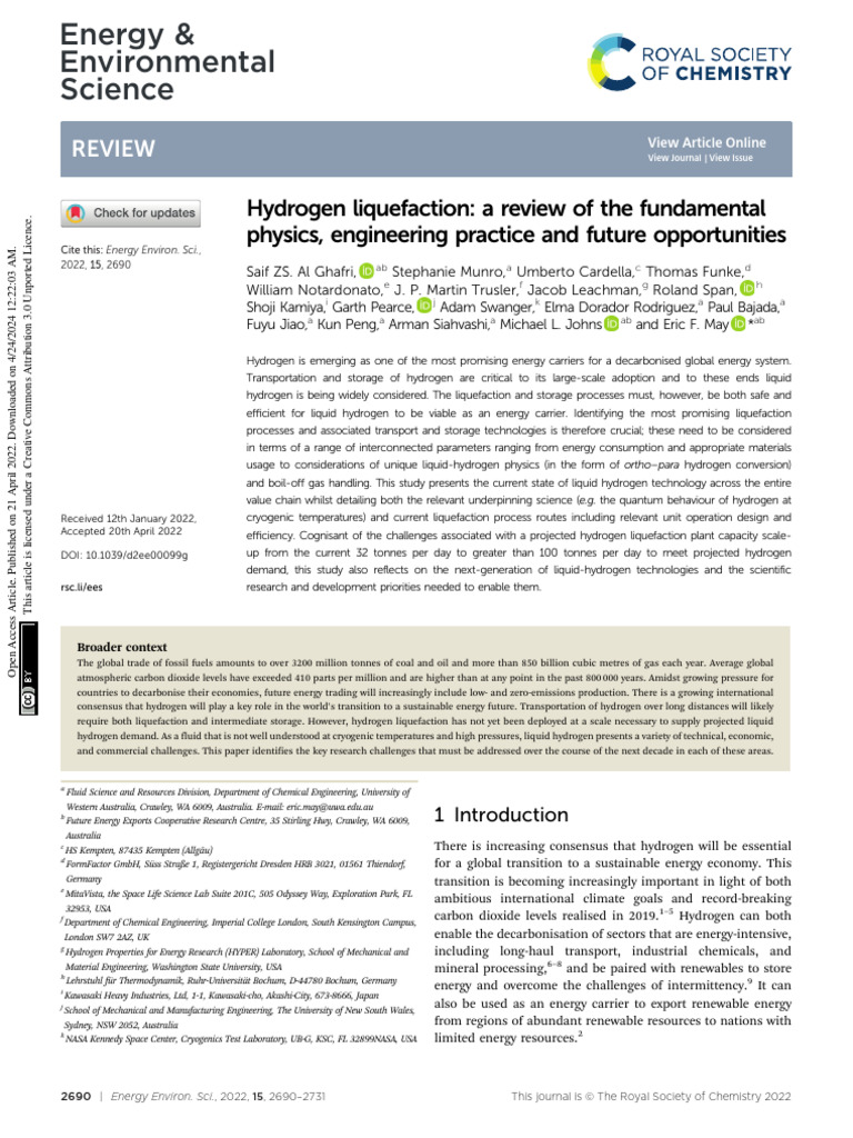 HL-01A Hydrogen Liquefaction - A Review of the Fundamental Physic ...