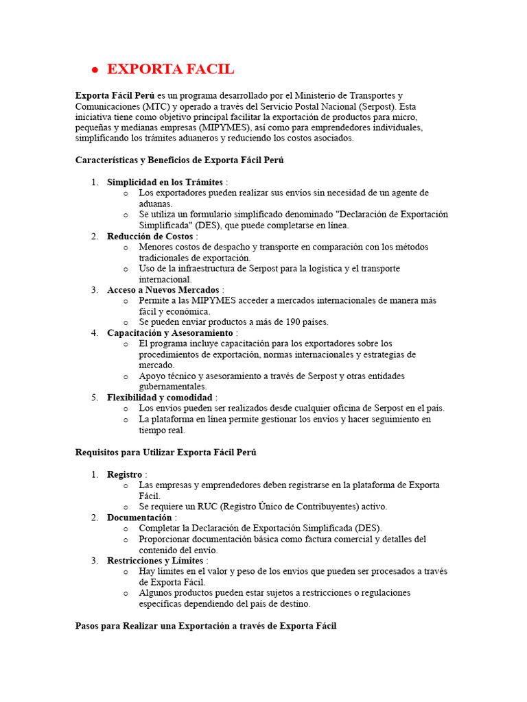 Exporta Facil | Descargar gratis PDF | Logística | Calidad (comercial)