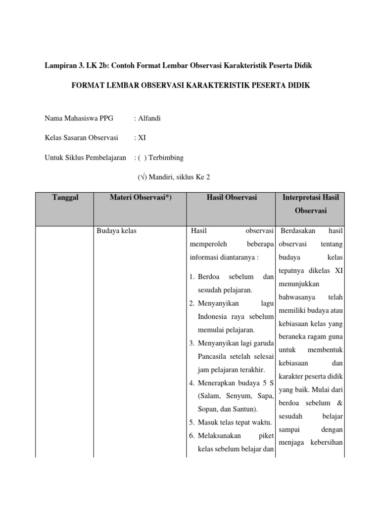 Topik4-Siklus3-Lampiran 3. LK 2b Contoh Format Lembar Observasi ...
