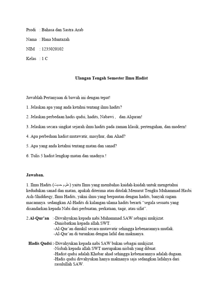 Ujian Ilmu Hadits: Konsep dan Sejarah | PDF