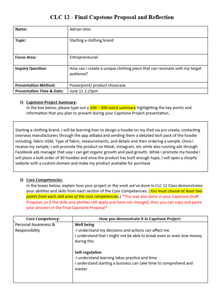 CLC 12-Combined Final Capstone Proposal Ref | PDF | Marketing | Thought