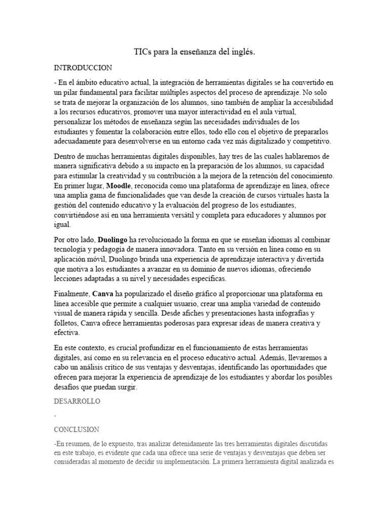 TICs para La Enseñanza Del Ingles | PDF | Moodle | Tecnología de información y comunicaciones