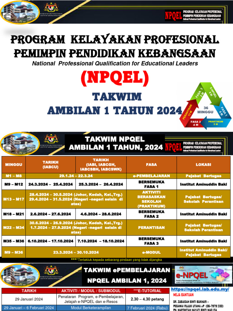 2024 A1_J NPQEL TAKWIM_ JADUAL | PDF