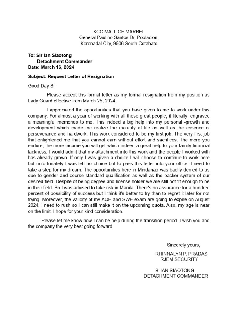 Final Resignation Letter | PDF