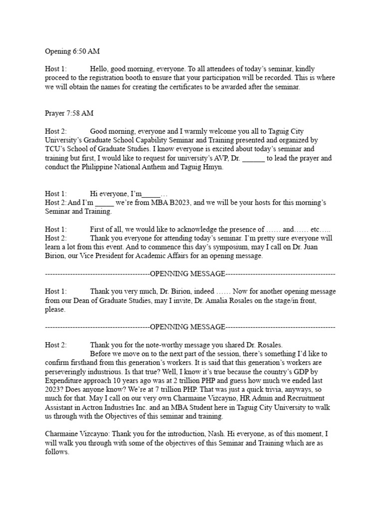 Programme Script For Hosts | PDF | Startup Company | Small Business ...