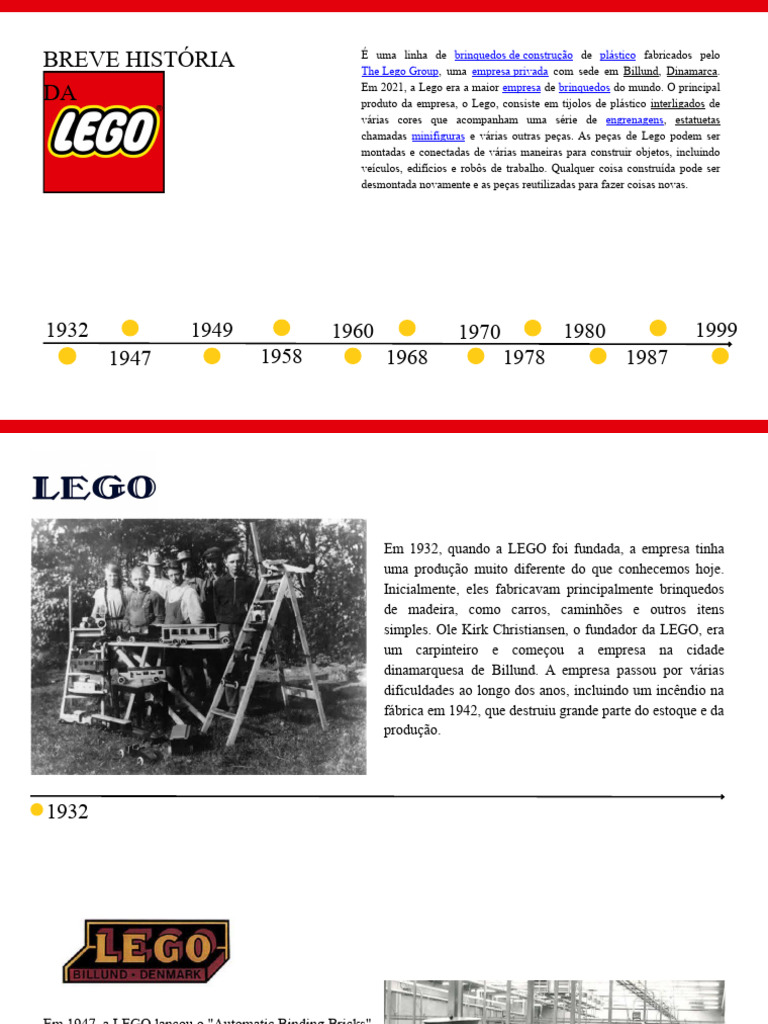 História da LEGO: Inovações e Sucessos | PDF | Lego