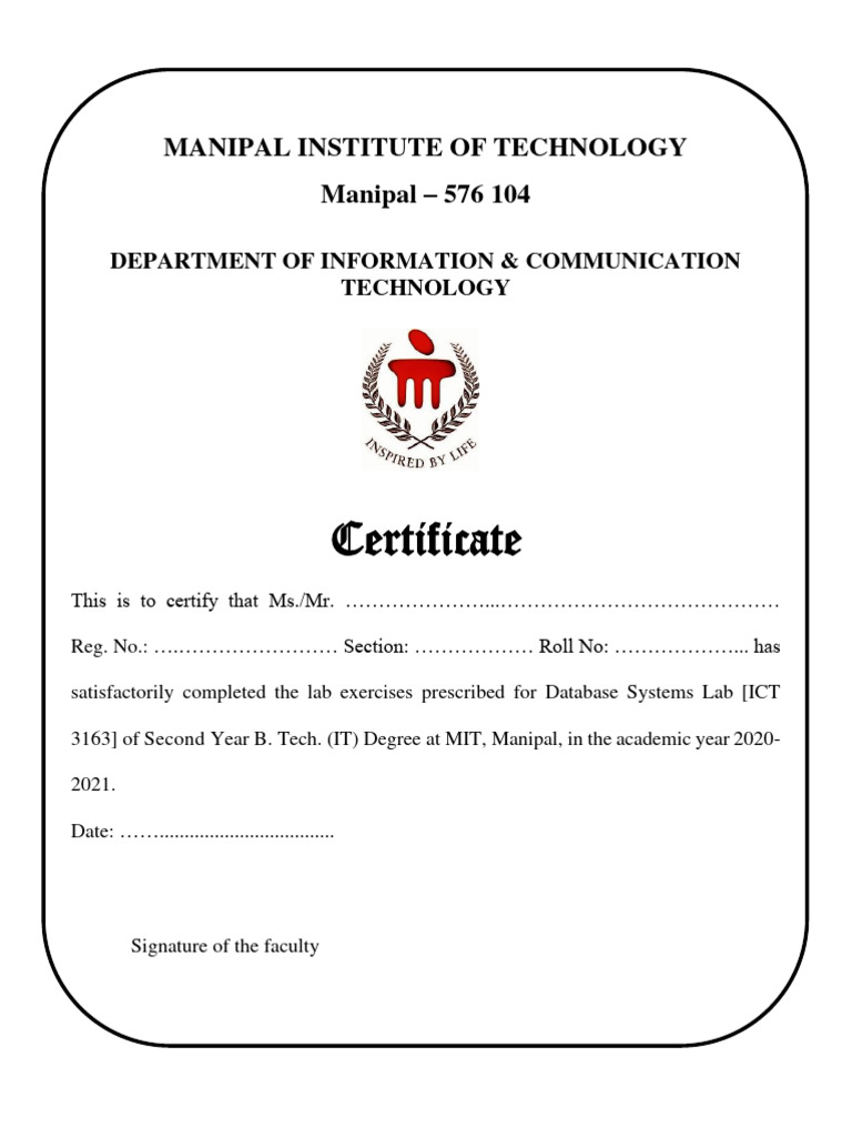ICT 3163 DATABASE SYSTEMS LAB Manual-IT-5th Sem | PDF | Sql ...