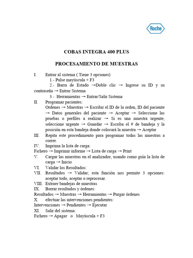 4 Cobas Integra 400 Plus PROCESAMIENTO DE MUESTRAS | PDF