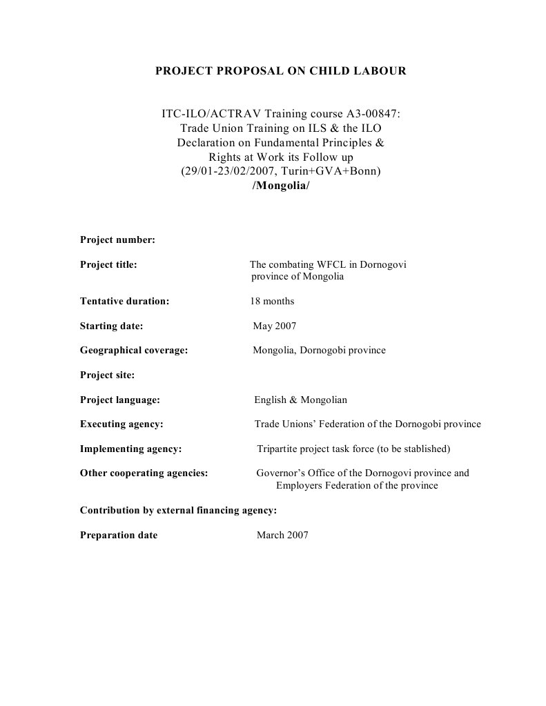 Project Proposal On Child Labour | PDF | International Labor Standards ...