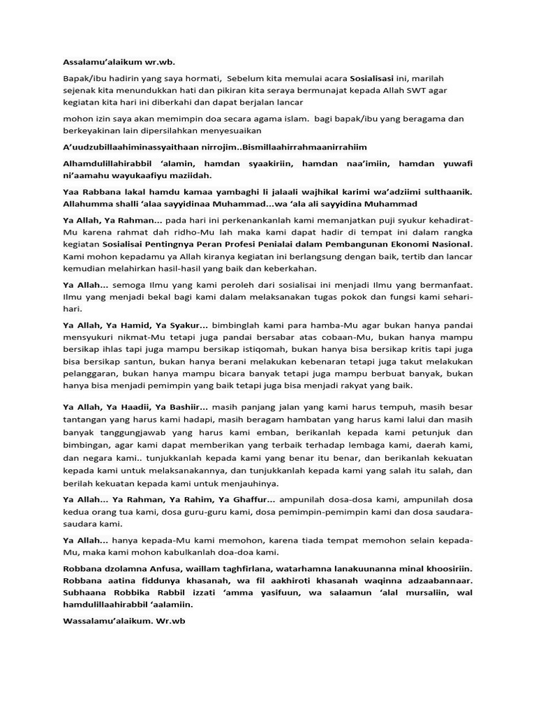 Draft Doa Sosialisasi | PDF