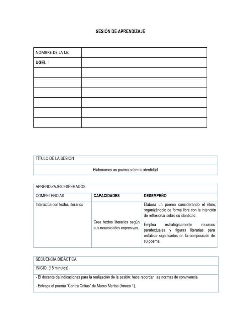 Com4 U1-Sesion4 | PDF | Poesía