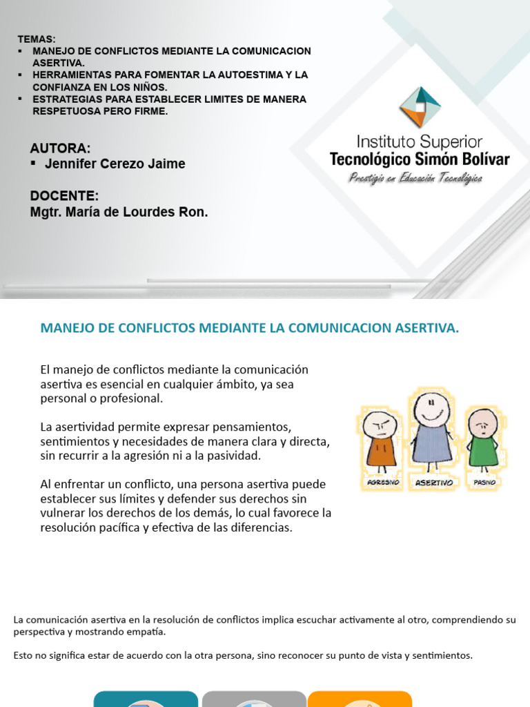 MANEJO DE CONFLICTOS MEDIANTE LA COMUNICACION ASERTIVA | PDF ...