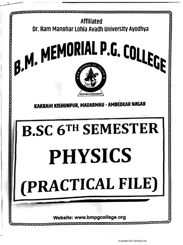 B. Sc. Sem 6 Physics Practical File | PDF