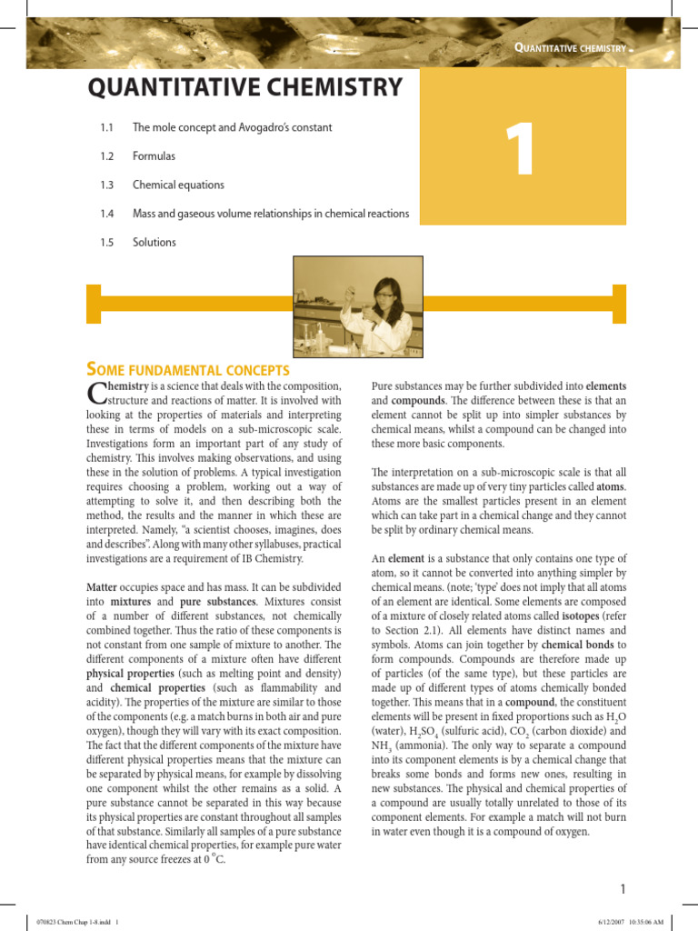 Quantitative - Chemistry 20 | PDF | Mole (Unit) | Chemical Substances