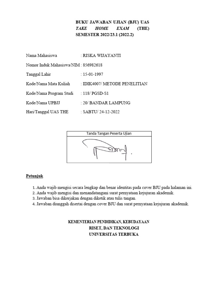 Riska Wijayanti Nim 856982618 Idik Metode Penelitian | PDF