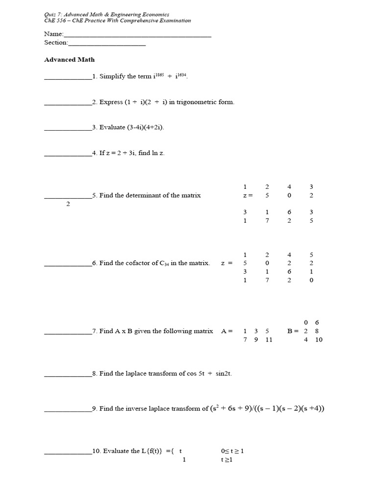 Quiz 7 Compre Adv Math & Eco | PDF | Depreciation | Interest