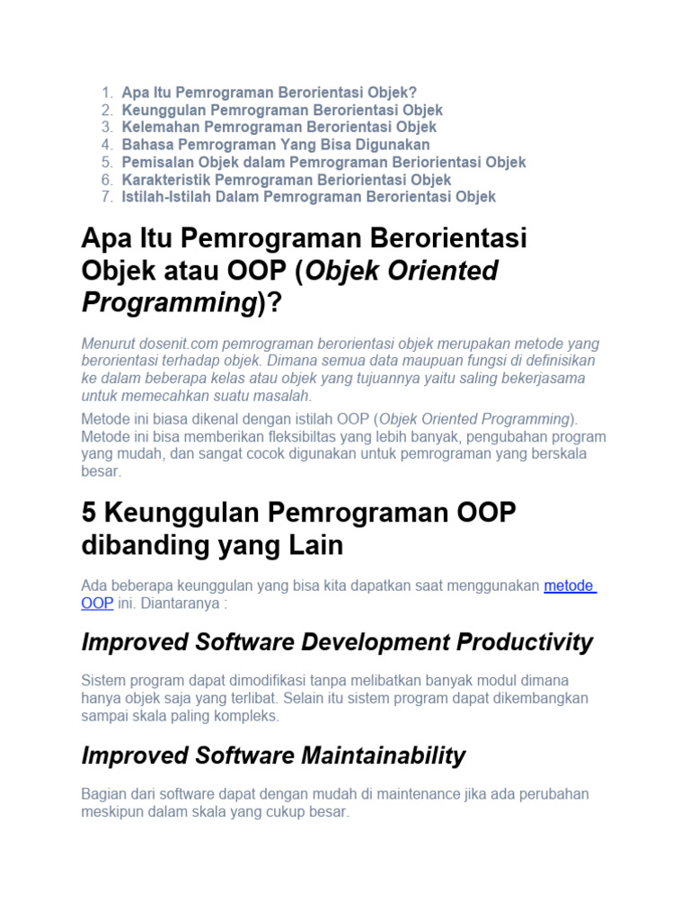 MATERI Pemrograman Berorientasi Objek | PDF | Seni | Komputer