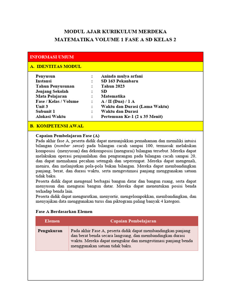 Modul Matematika Jam | PDF | Karier & Perkembangan
