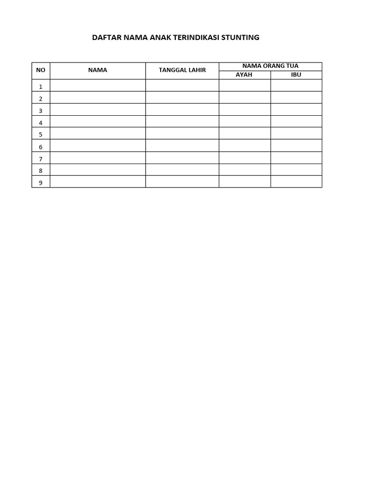 DATA NAMA ANAK STUNTING 2024 | PDF