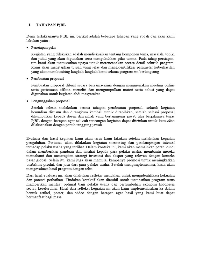 Tahapan Pelaksanaan PjBL yang Efektif | PDF