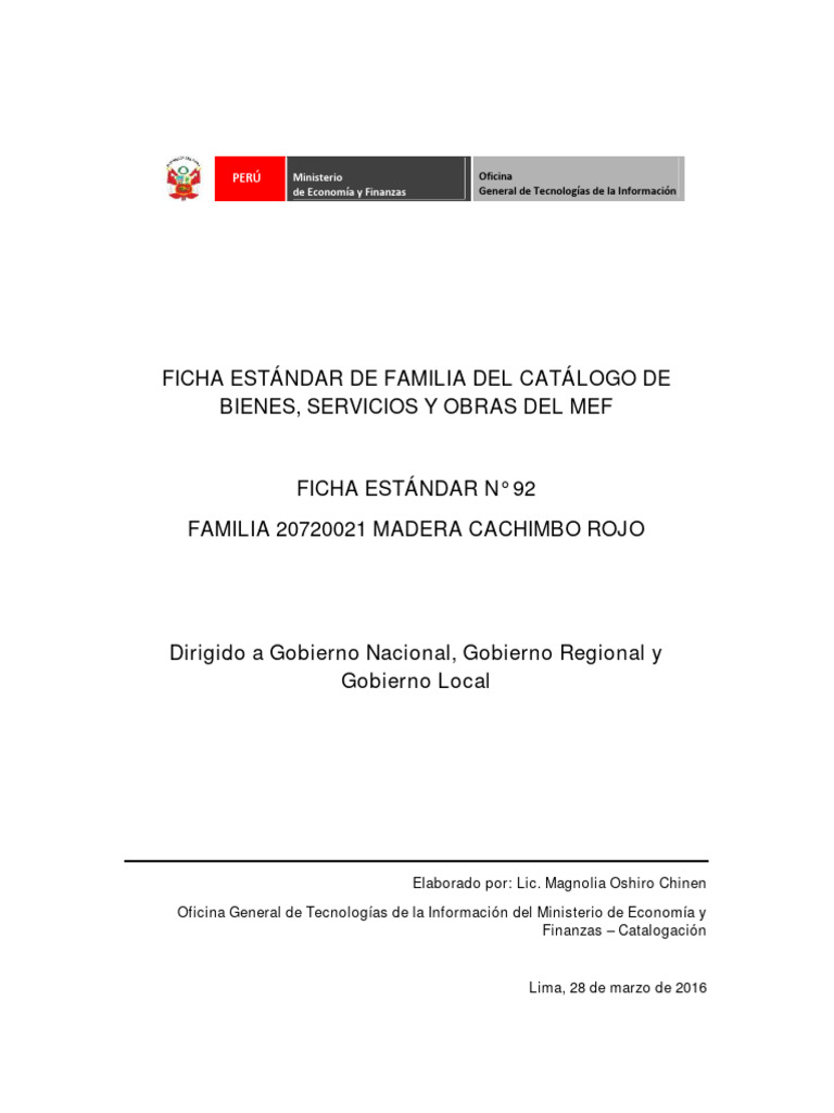 Madera Cachimbo Rojo: Ficha Técnica MEF | PDF | Perú | Madera