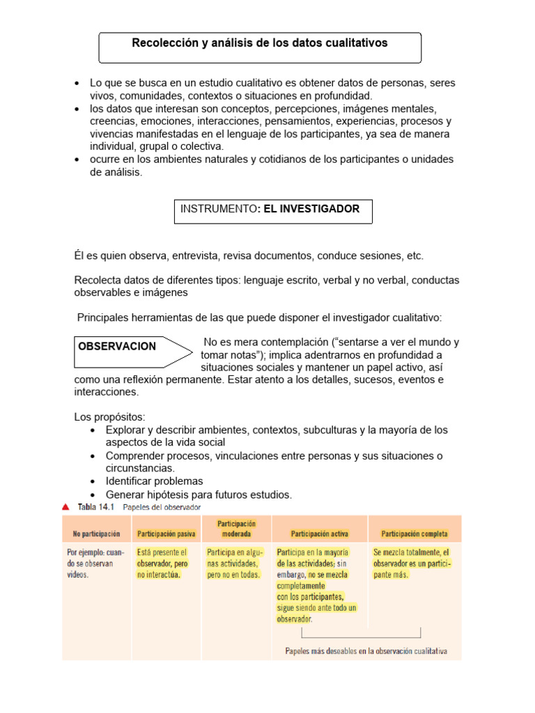 Recoleccion y Analisis Cuali | PDF | Evidencia | Observación