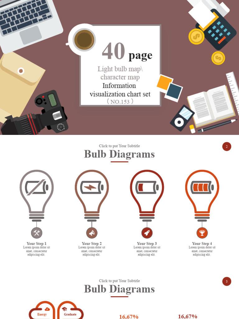 40-Page Bulb Chart Character Map Information Visualization PPT Chart ...