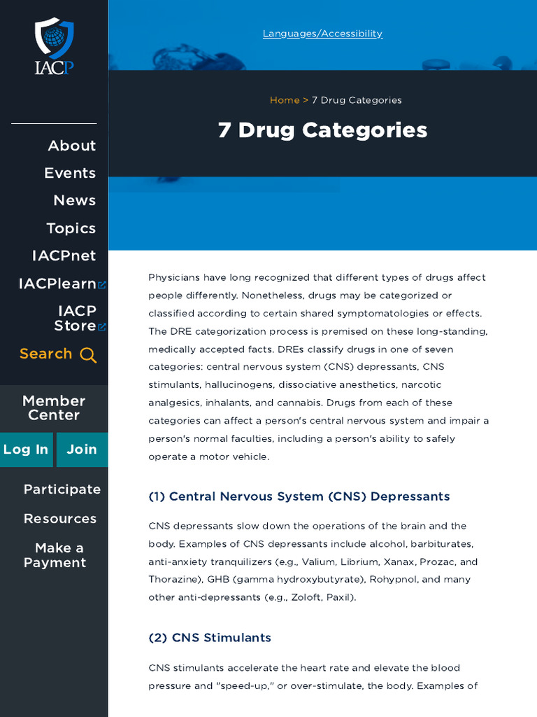 7 Drug Categories: About Events News Topics Iacpnet Iacplearn Iacp Store | PDF | Recreational ...