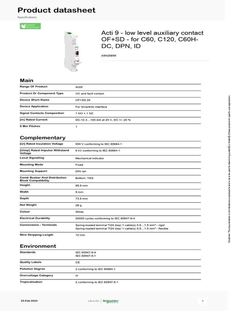 Schneider Electric - Acti-9-C120 - A9N26899 | PDF | Manufactured Goods ...