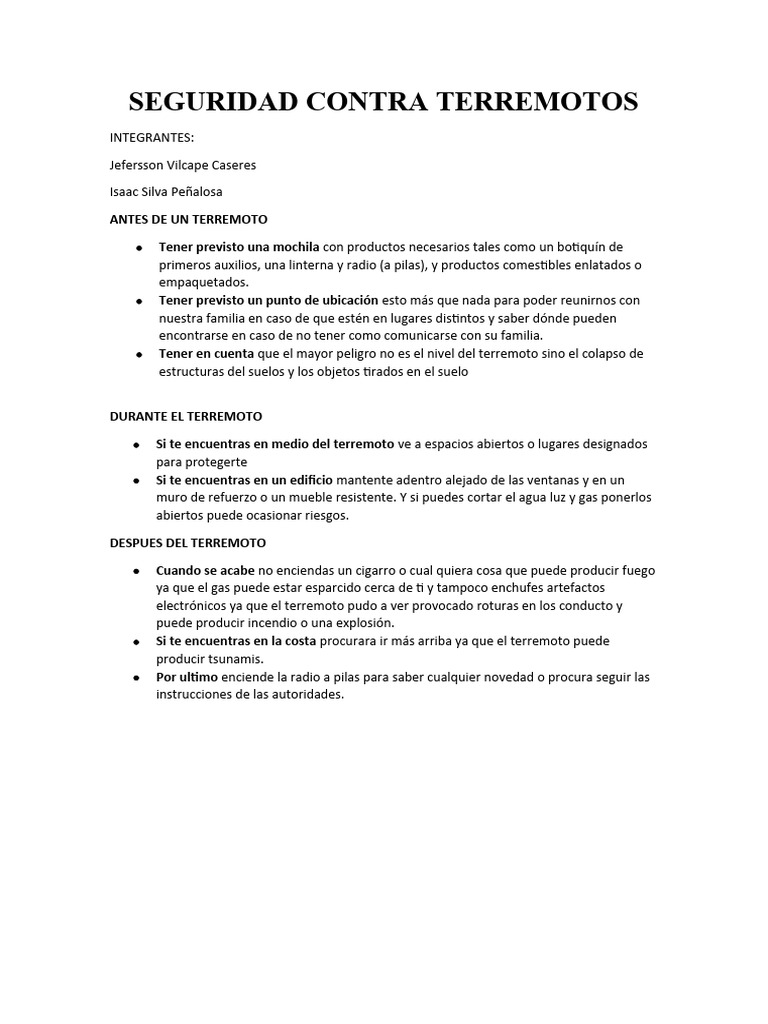Seguridad Contra Terremotos | PDF | Hogar, jardinería y bricolaje ...