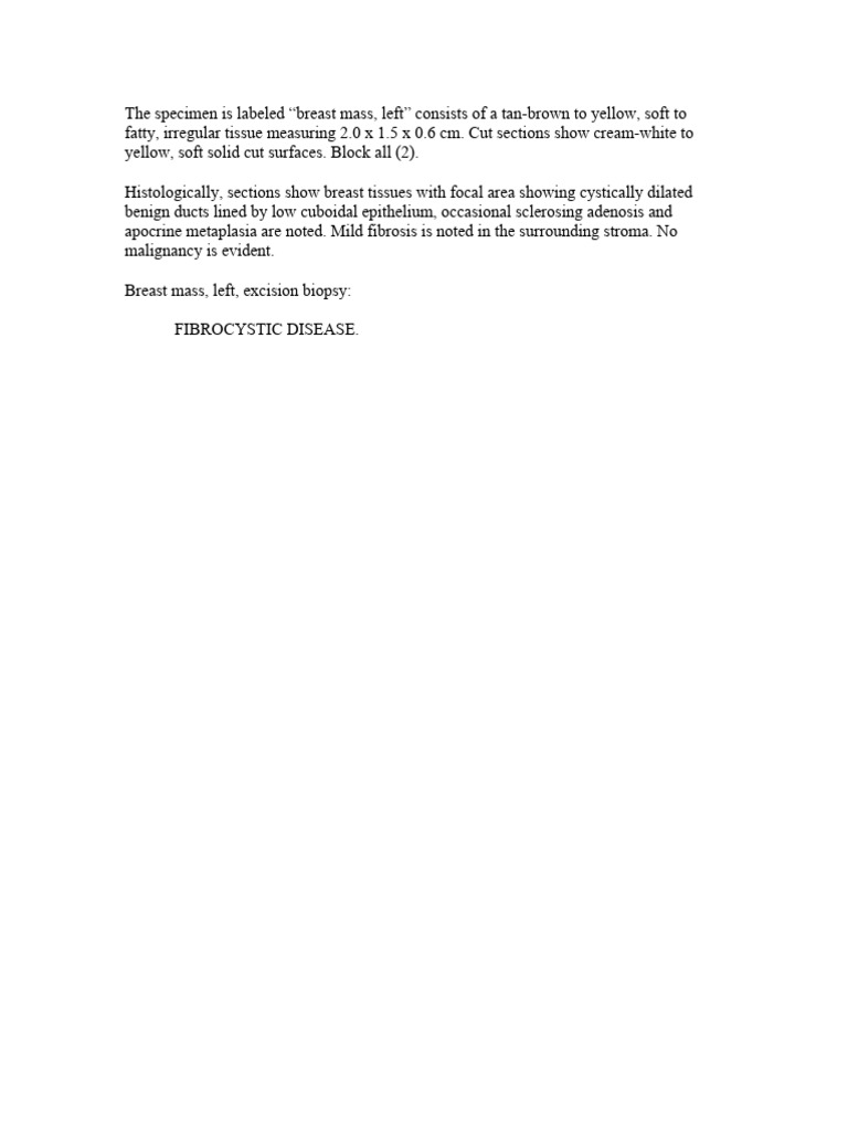 Breast Mass - Fibrocystic Dse.2 | PDF | Wellness | Science & Mathematics