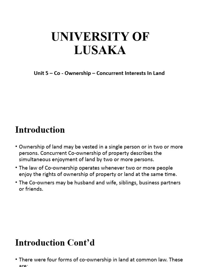 Co-Ownership of Land Explained | PDF | Concurrent Estate | Law And ...