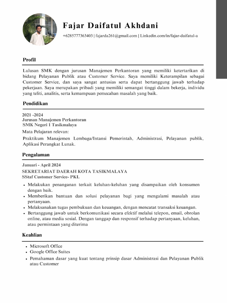 CV - Fajar Daifatul Akhdani | PDF